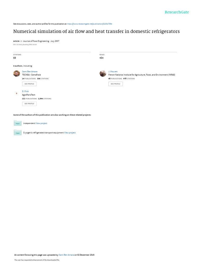 Numerical Simulation of Air Flow and Heat Transfer in Domestic ...