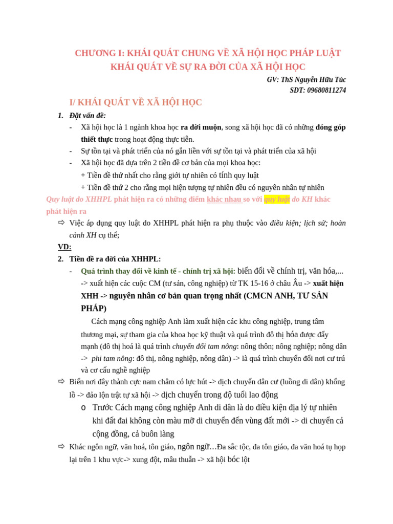 BÀI 1 KHÁI QUÁT VỀ SỰ RA ĐỜI CỦA XHH | PDF