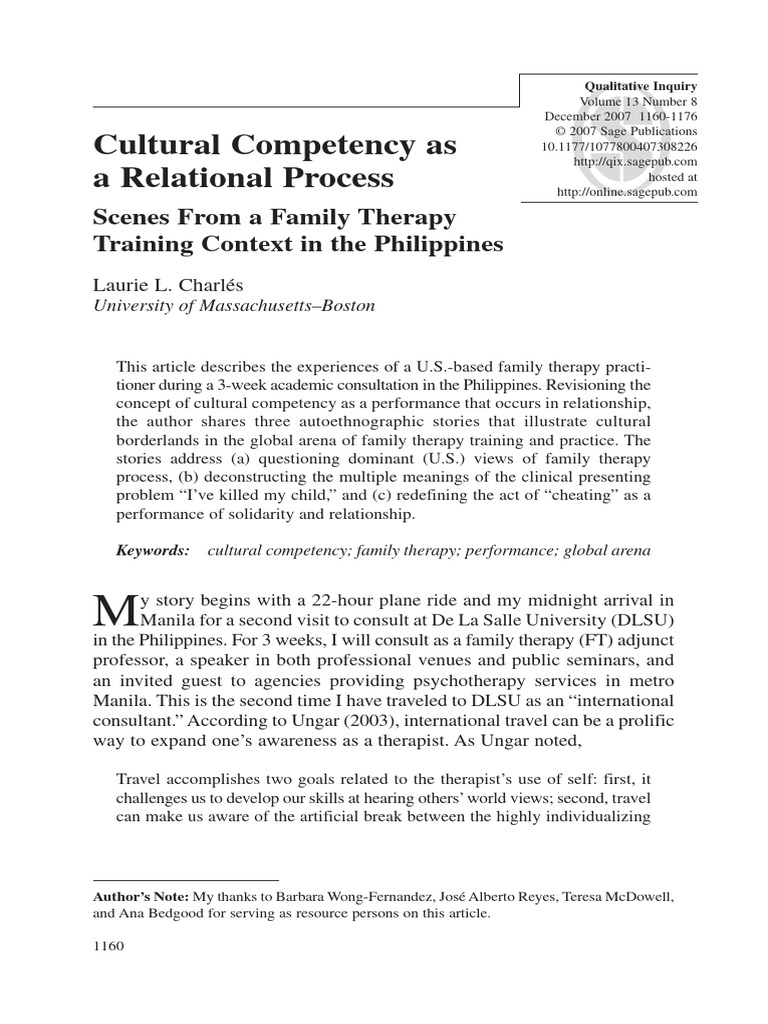 Cultural Competency As A Relational Process | PDF | Family Therapy ...