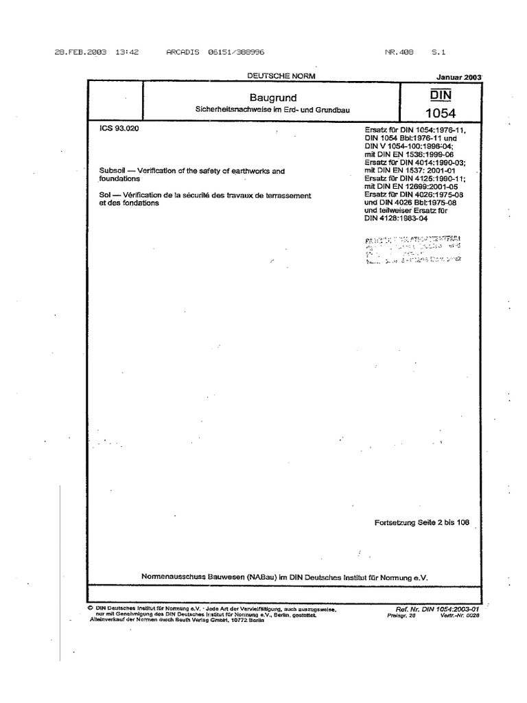 DIN 1054 Sicherheit Im Grundbau | PDF
