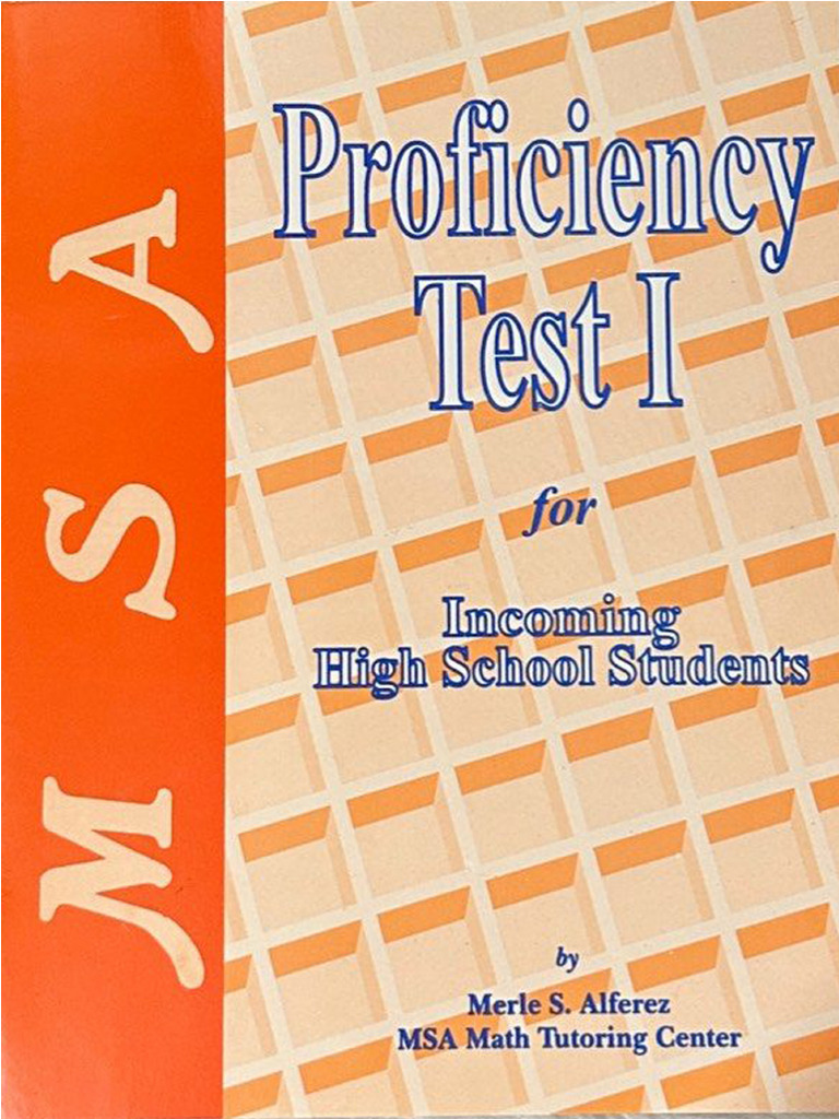 MSA Proficiency Test 1 For Incoming High School Students | PDF