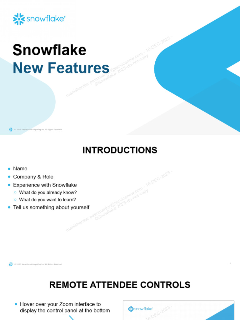 Snowflake: New Features | PDF | Login | User (Computing)