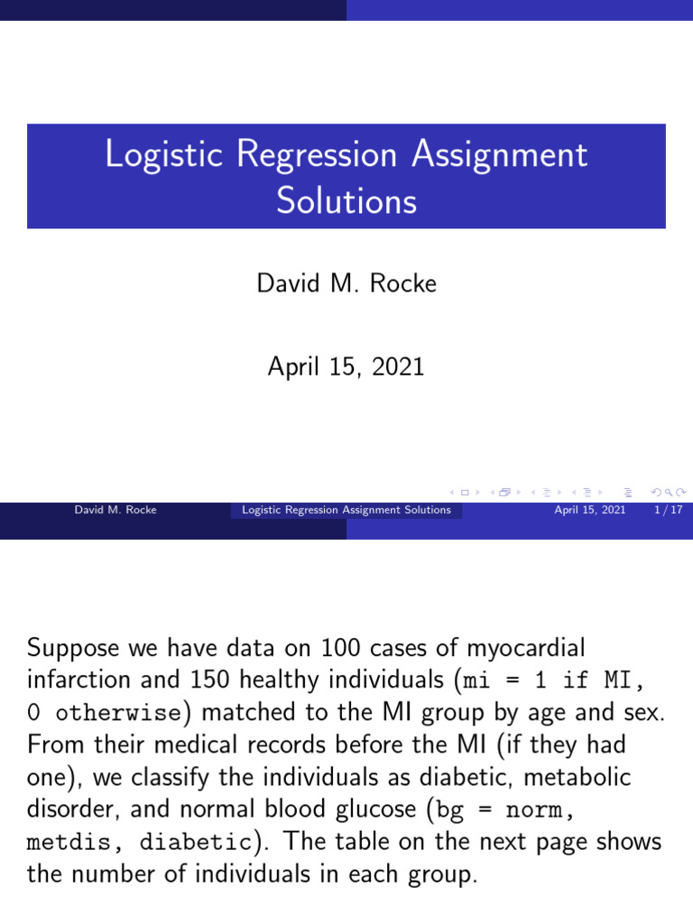 Logistic Regression Asssignment Solutions | PDF | Logistic Regression | Errors And Residuals