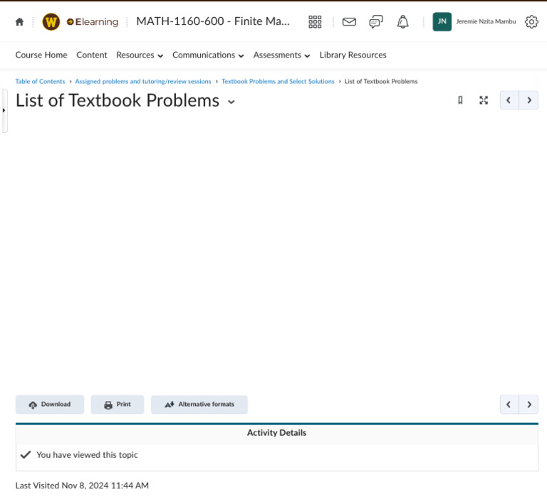 List of Textbook Problems - MATH-1160-600 - Finite Math - Applic LUTZ | PDF