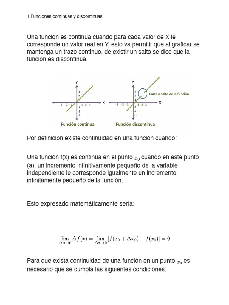 Funciones Continuas y Discontinuas 2 | PDF | Función continua | Función ...