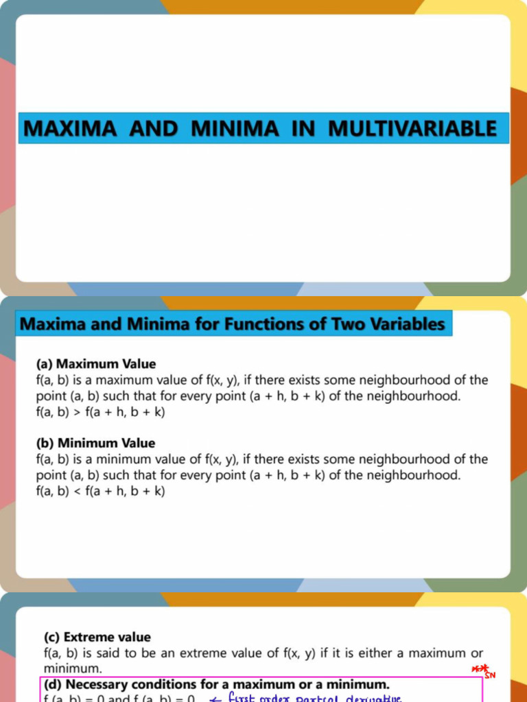 L-12 Maxima and Minima in Multi Variable | PDF
