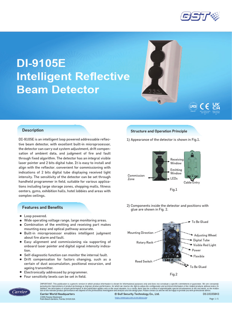 DI-9105E Intelligent Reflective Beam Detector: Description | PDF | Screw | Vacuum Tube