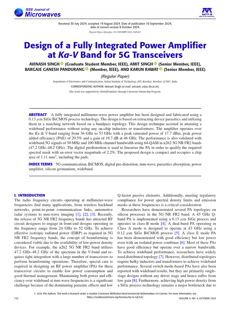 Design of A Fully Integrated Power Amplifier at Ka-V Band For 5G ...