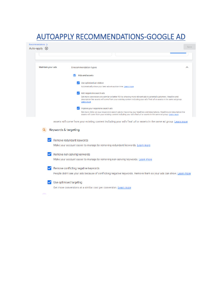 Autoapply Recommendations | PDF