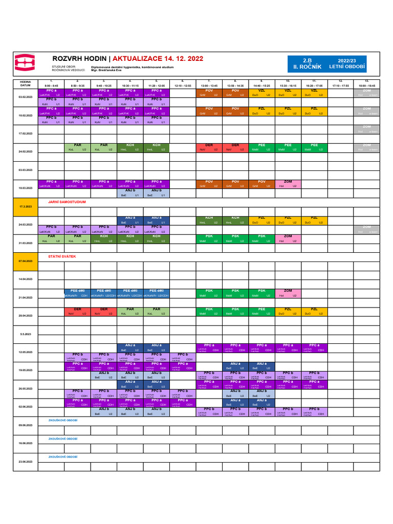 HTTPSWWW - Dhskola.czwp Contentuploads202212DH Rozvrh KOS LO2022 23 v06 2B PDF | PDF
