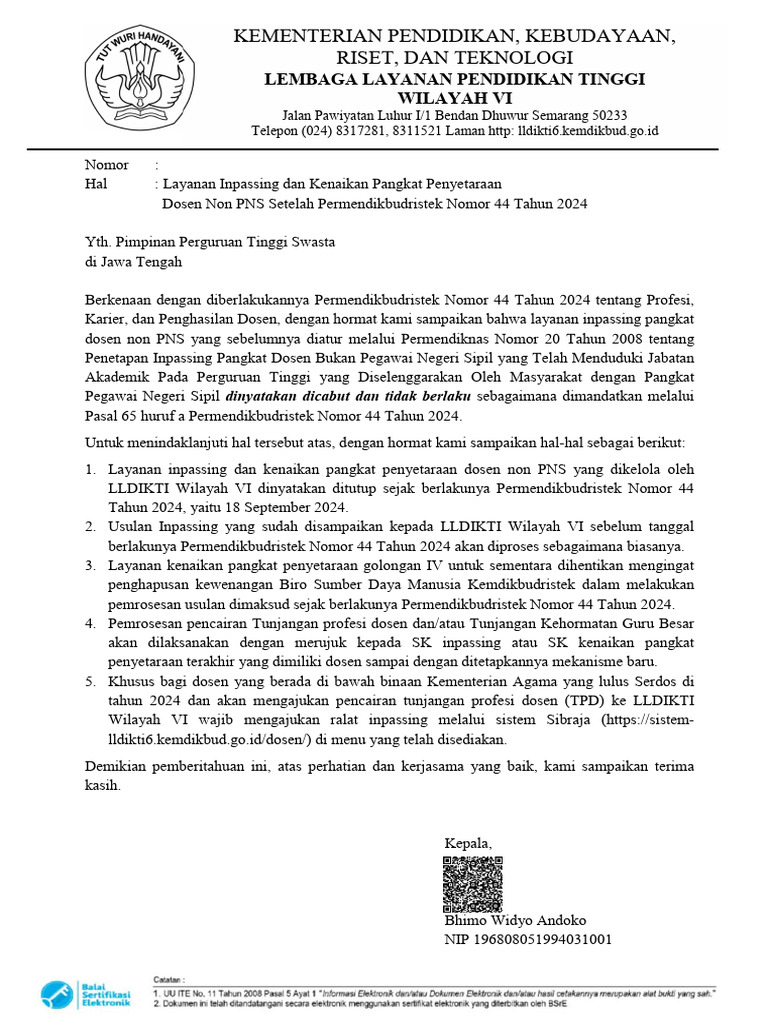 Inpassing Pangkat Dosen Non Pns Setelah Permendikbudristek 44 Tahun ...