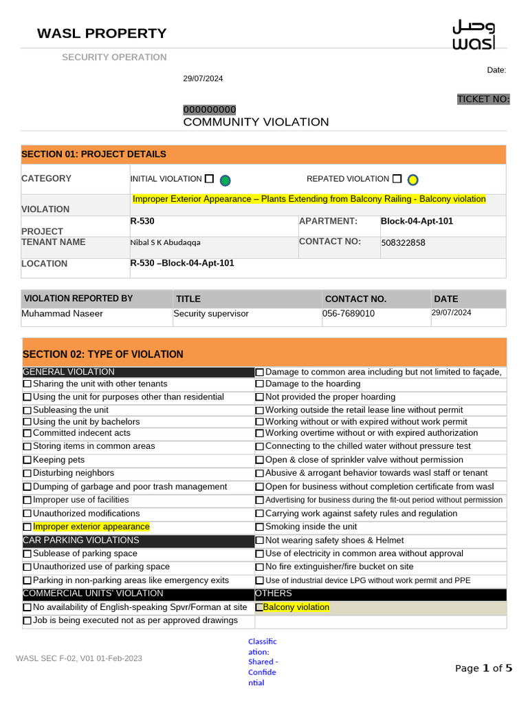 Wasl Property: Community Violation | PDF | Lease