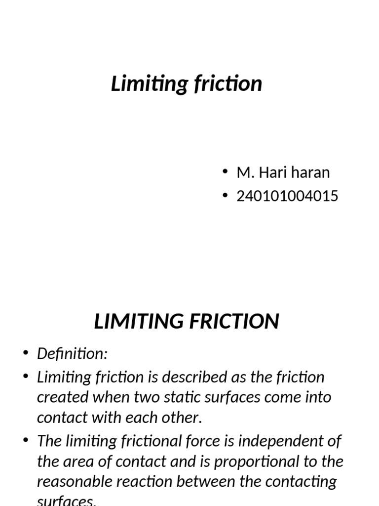 Limiting Friction Presentation 1 | PDF