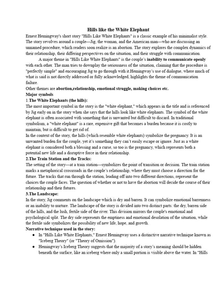 Hills Like The White Elephant | PDF