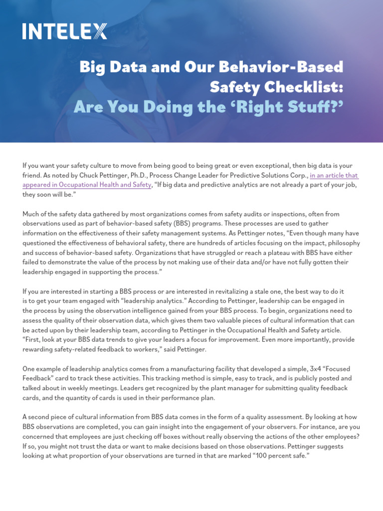 Behavior Based Safety Checklist 2023 | PDF | Analytics | Big Data
