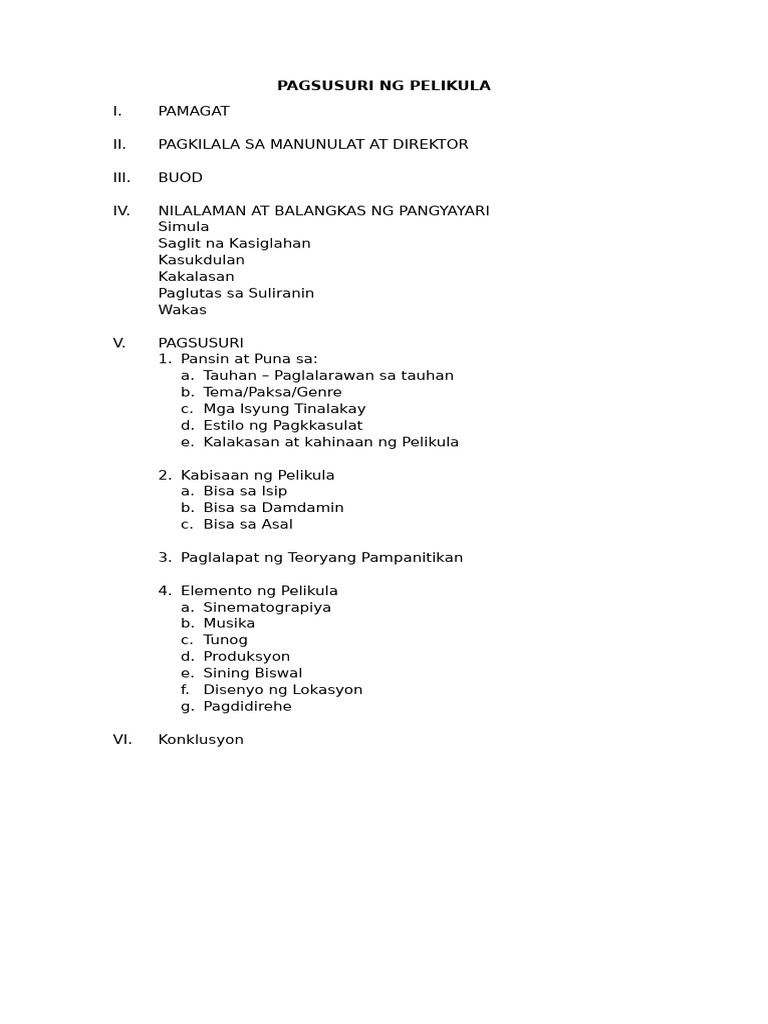 Pagsusuri NG Pelikula 1 | PDF