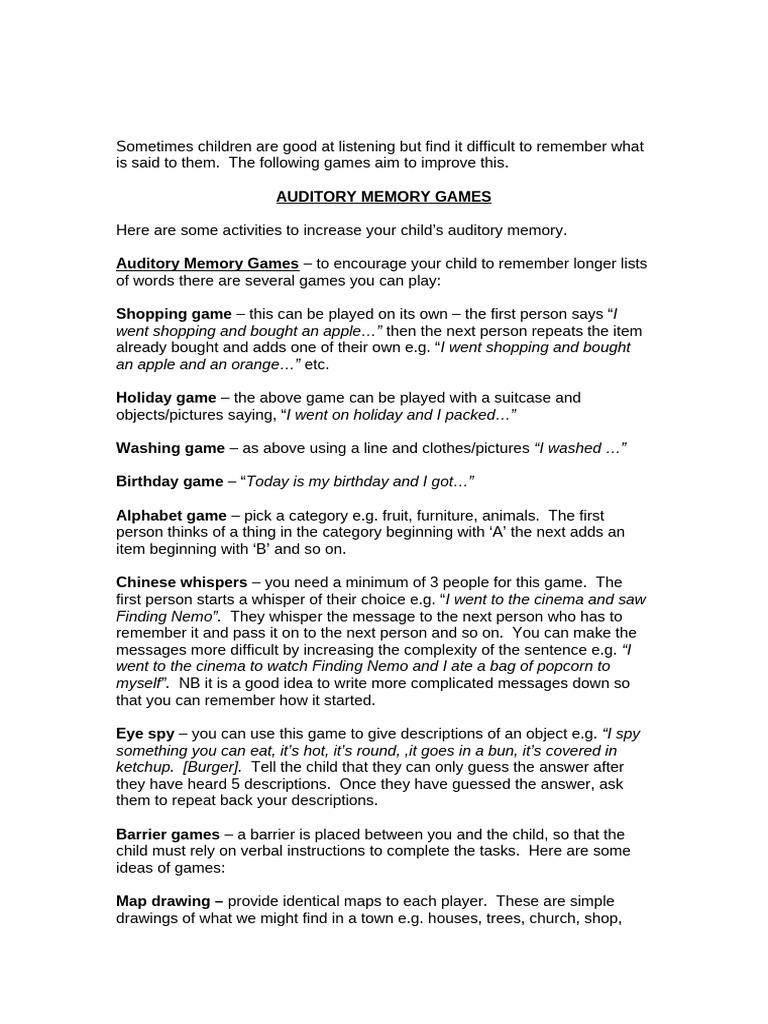 auditory-memory-games | PDF