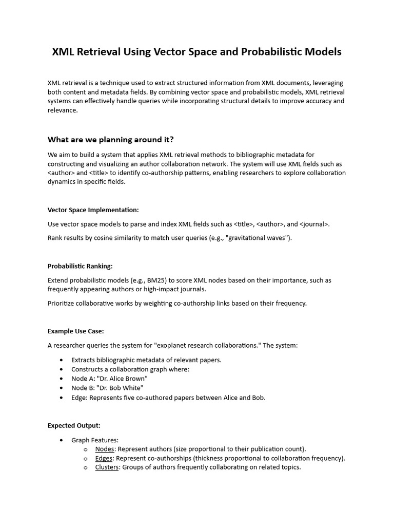 XML Retrieval Using Vector Space and Probabilistic Models | PDF