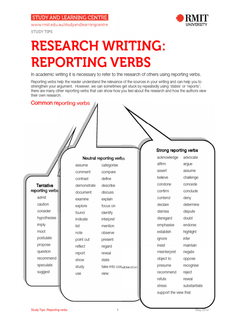 Reporting Verbs | PDF | Verb | Plagiarism