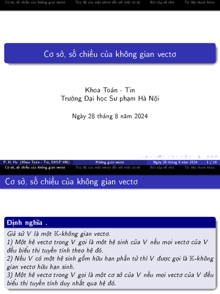 Bài 4-Cơ Sở Và Số Chiều Của KGVT | PDF