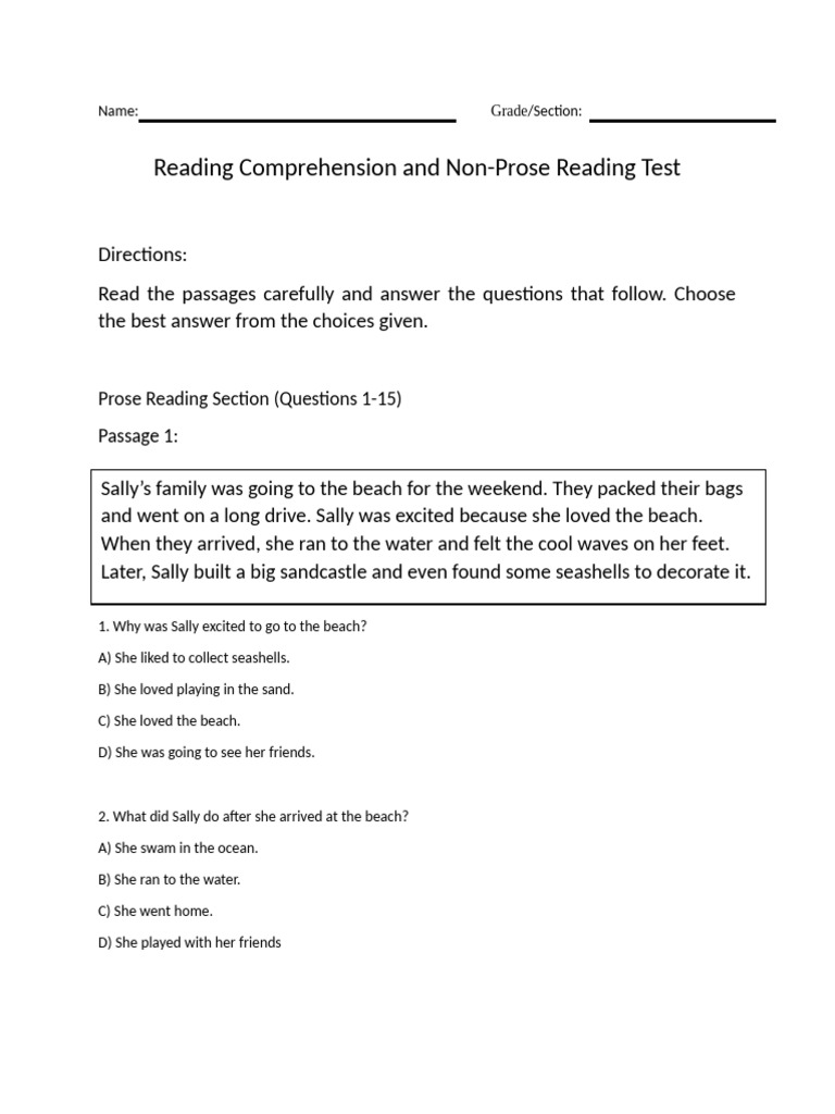 Reading Comprehension Test | PDF