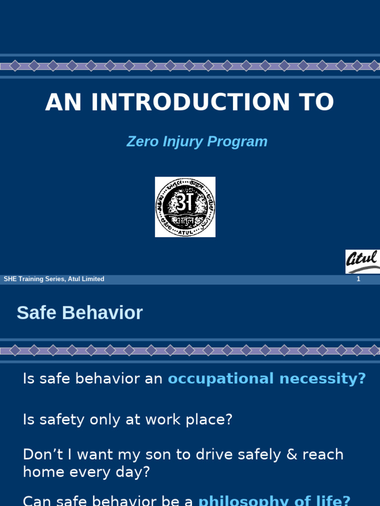 Zero Injury Program Training Overview | PDF | Safety | Workplace