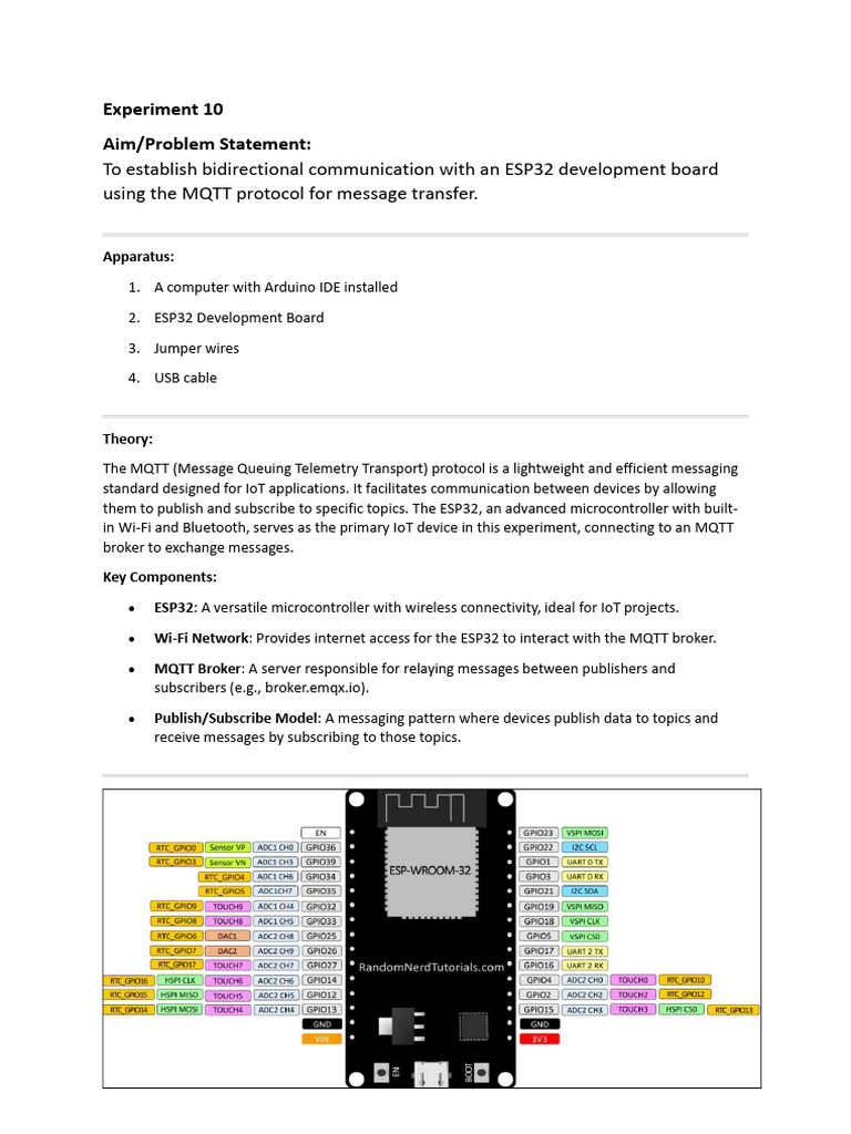 Experiment 10 IOT | PDF | Data Transmission | Network Protocols
