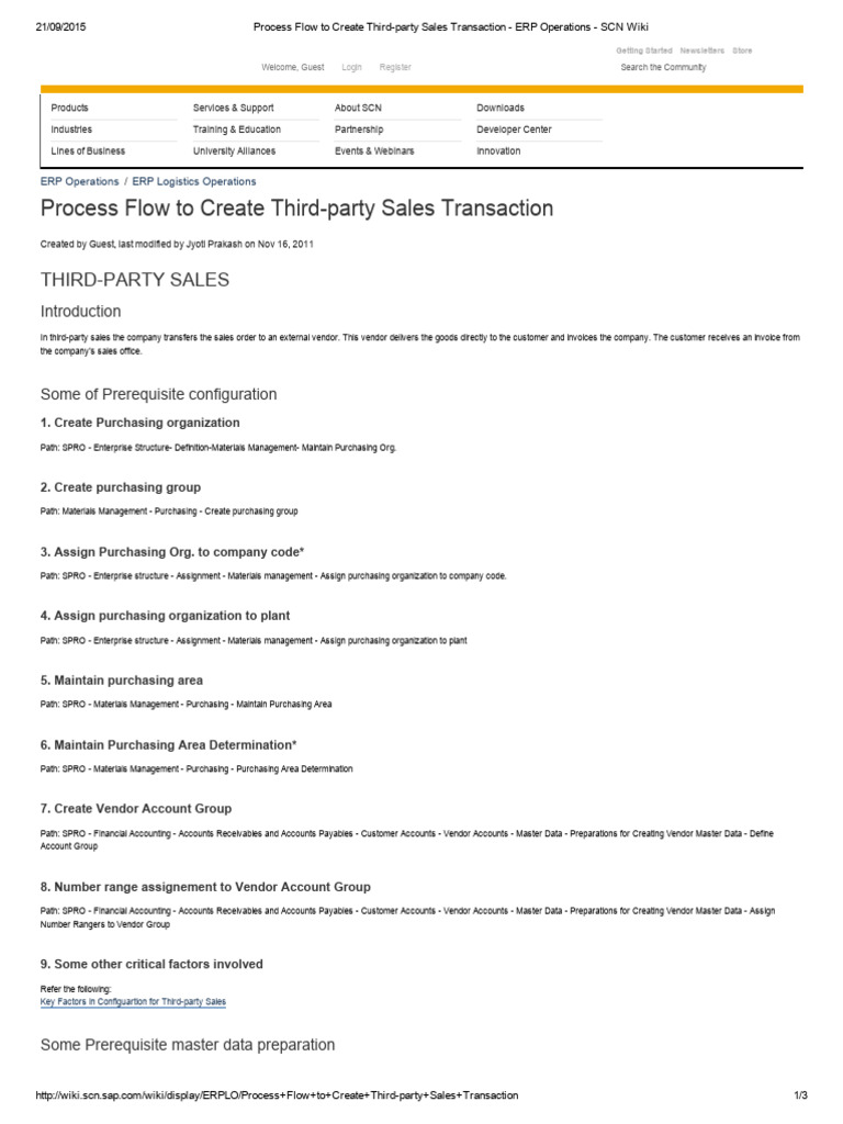 Process Flow To Create Third-Party Sales Transaction - ERP Operations ...