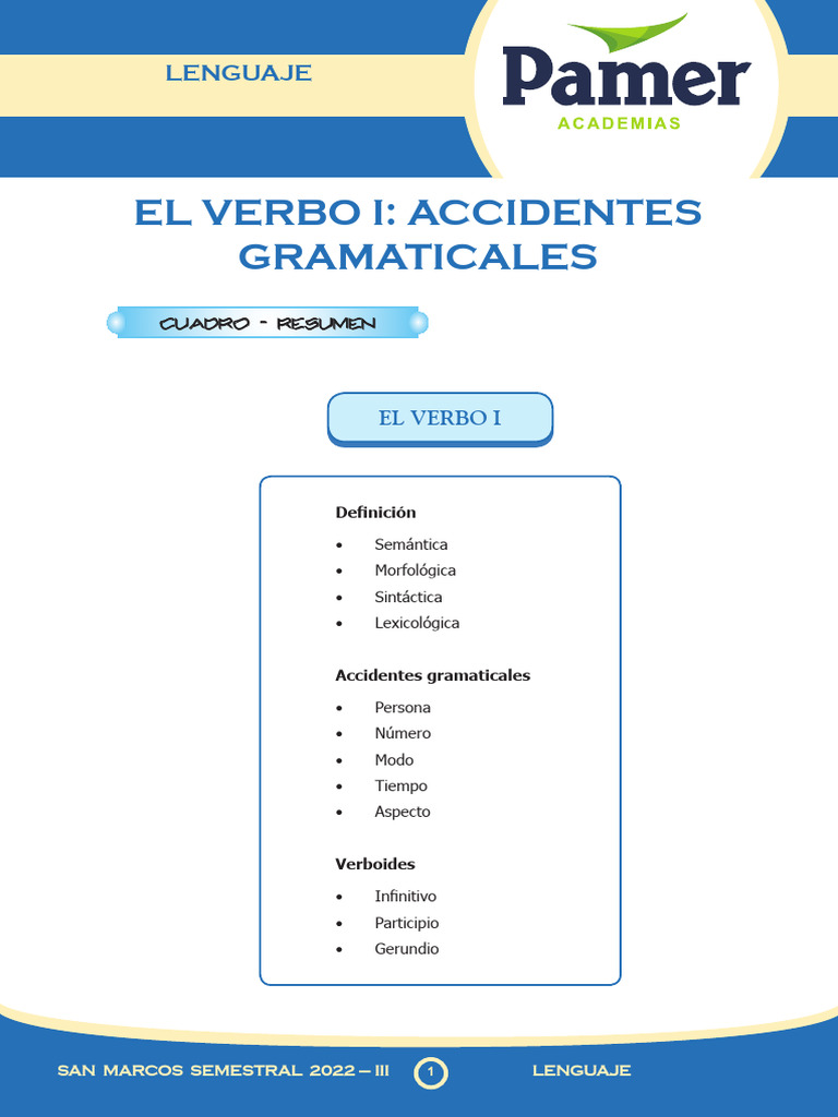 LENGUAJE - S8 - El Verbo I | PDF | Verbo | Relaciones sintácticas