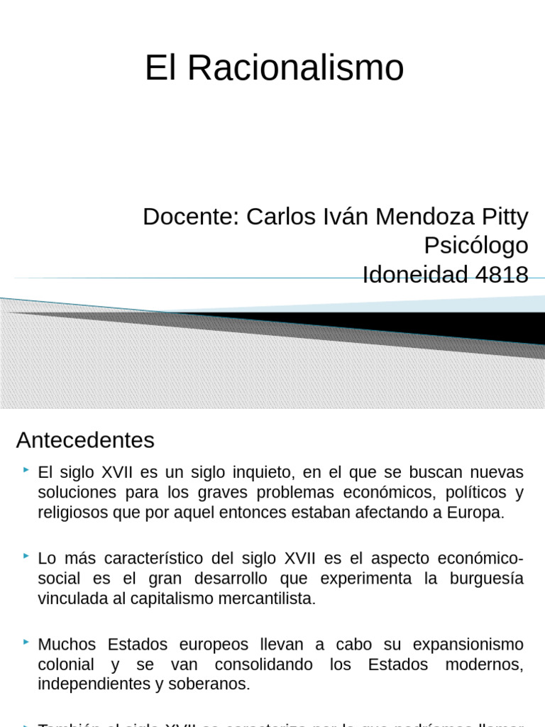 El Racionalismo | PDF | René Descartes | Baruch Spinoza