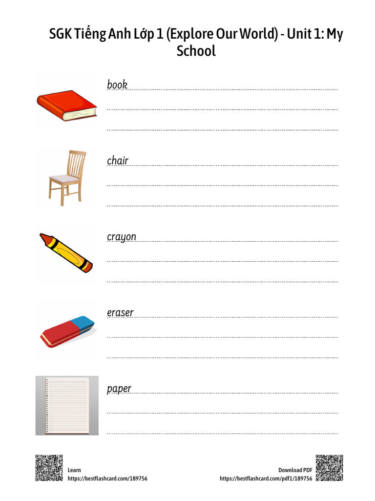 SGK Tiếng Anh Lớp 1 (Explore Our World) - Unit 1 - My School | PDF