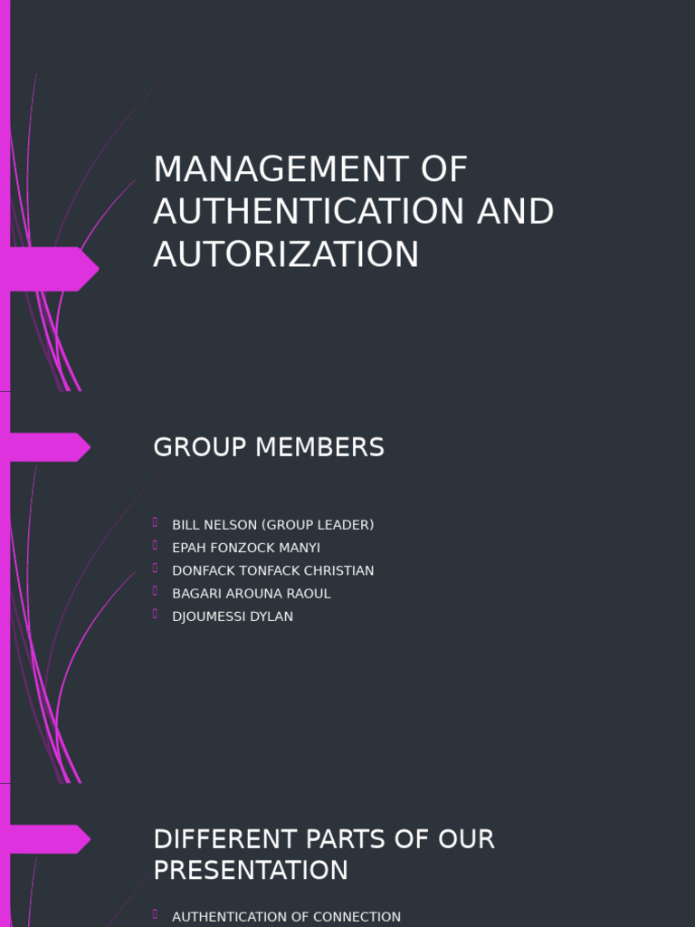 Group 1 - Management of Authorization and Authentication | PDF | Databases | User (Computing)