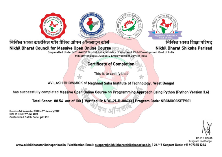 Nbcmoocs Certifictae Pythn3.6 | PDF