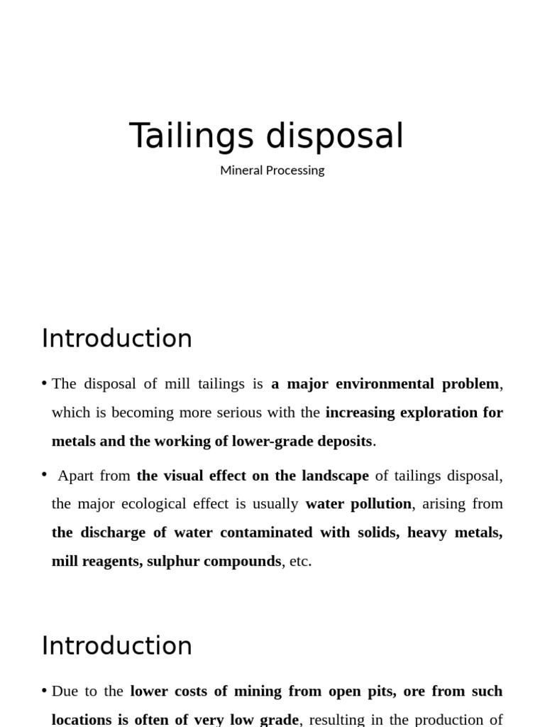 Tailings Disposal - For Students | PDF | Dam | Mill (Grinding)