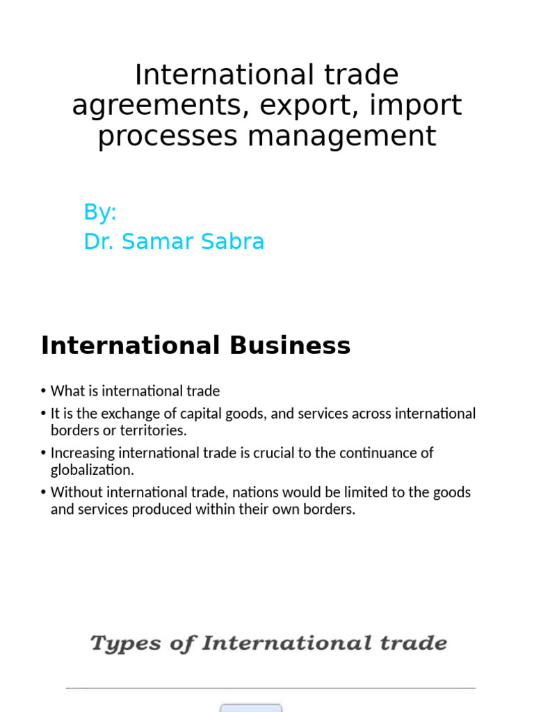 International Business | PDF | Trade Agreements | Jordan