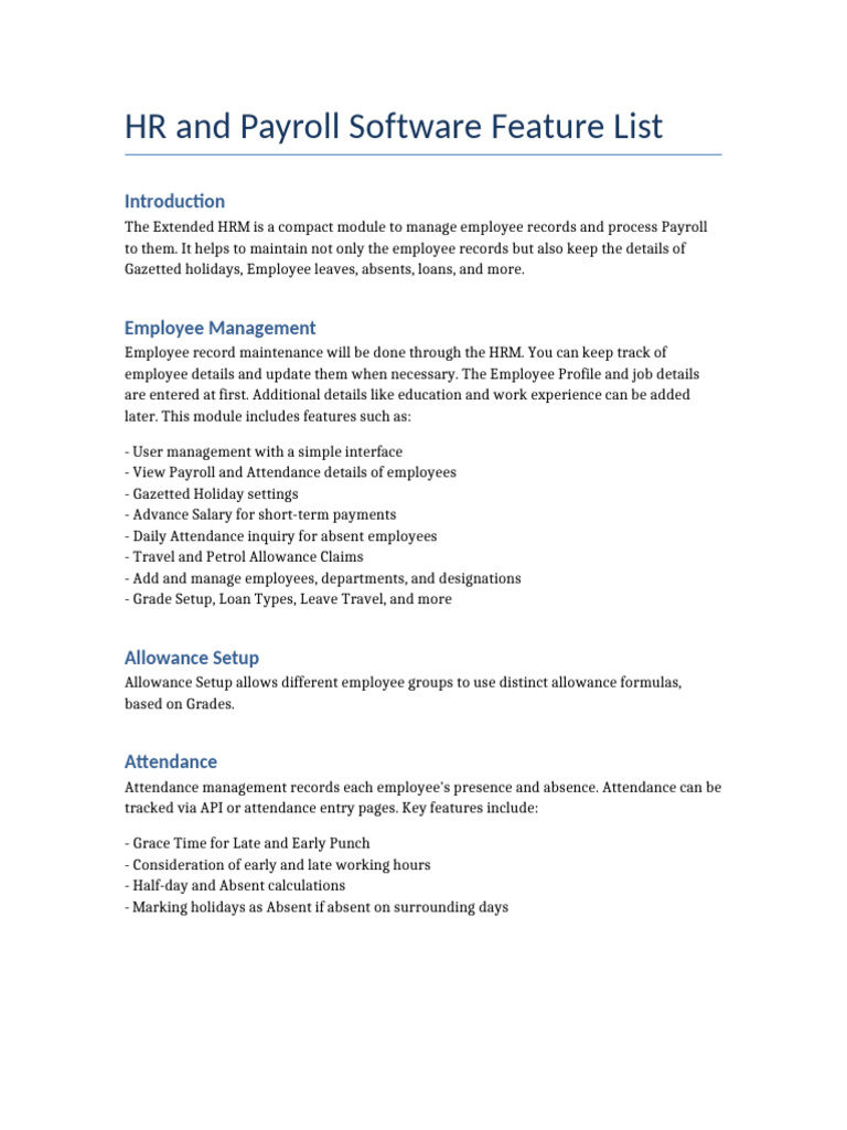 HR & Payroll Software Overview | PDF