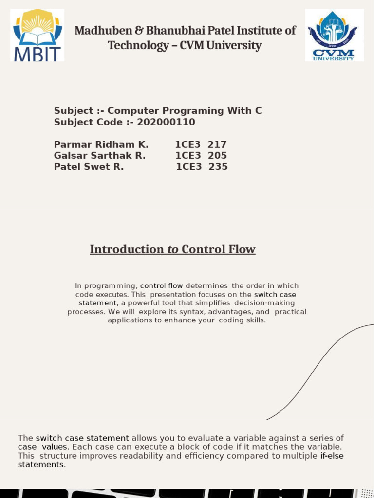 Slidesgo Mastering Control Flow An in Depth Exploration of Switch Case ...