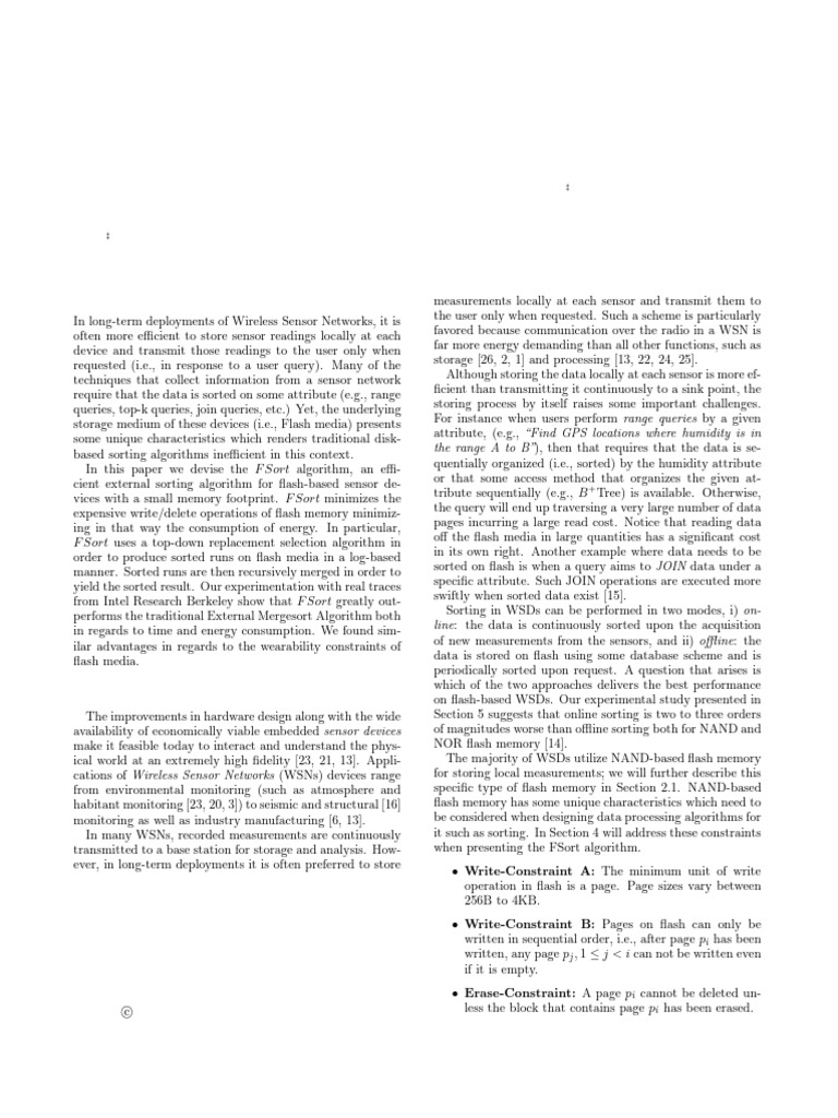 Fsort External Sorting | PDF | Flash Memory | Wireless Sensor Network