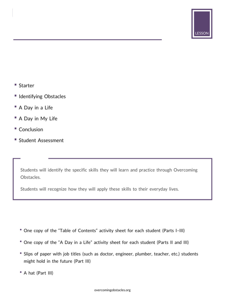 Overcoming Obstacles: Life Skills Guide | PDF | Learning | Curriculum
