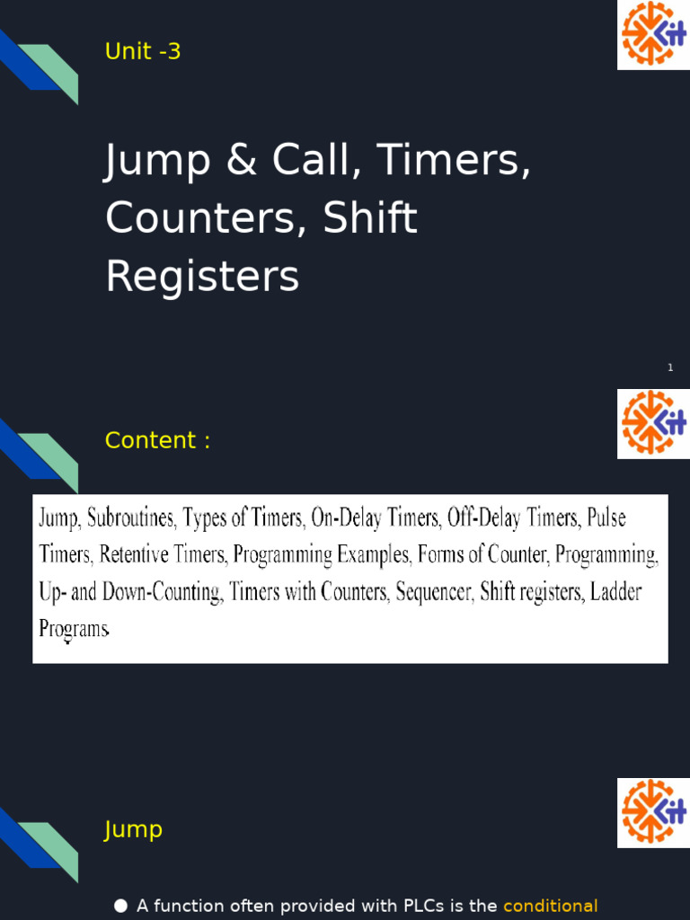 CHAPTER - 3 - Jump & Call, Timers, Counters, Shift Registers | PDF ...