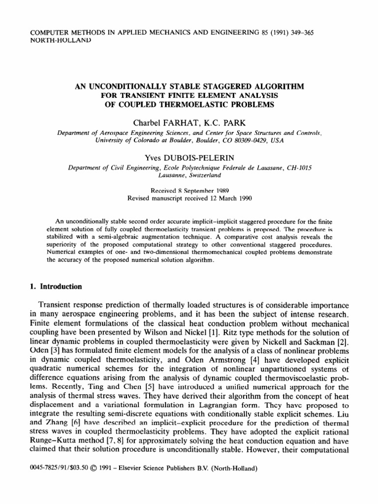 An Unconditionally Stable Staggered Algo | PDF | Finite Element Method | Matrix (Mathematics)