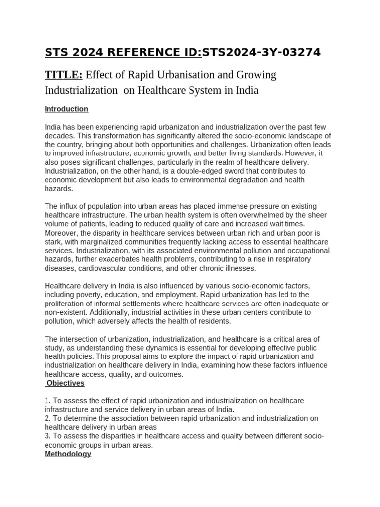 Icmr Sts Proposal | PDF | Survey Methodology | Sampling (Statistics)
