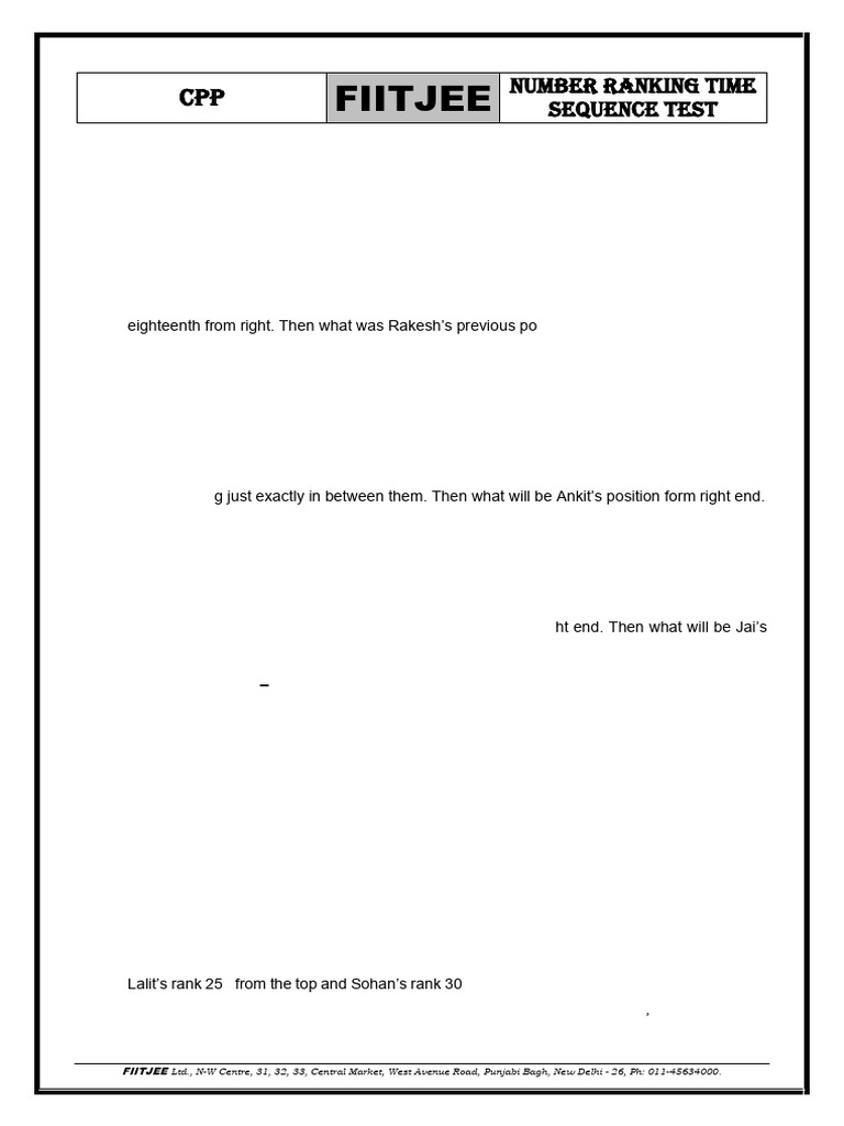 Number Ranking Time Sequence Test - MAT-AJ | PDF