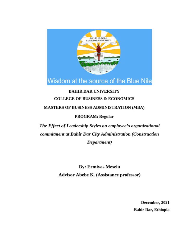 Final Ermiyas Research | PDF | Leadership | Transformational Leadership