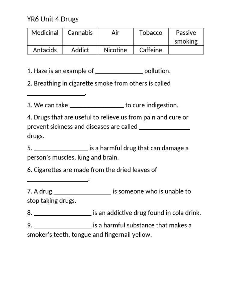 YR6 Drug Awareness Quiz | PDF