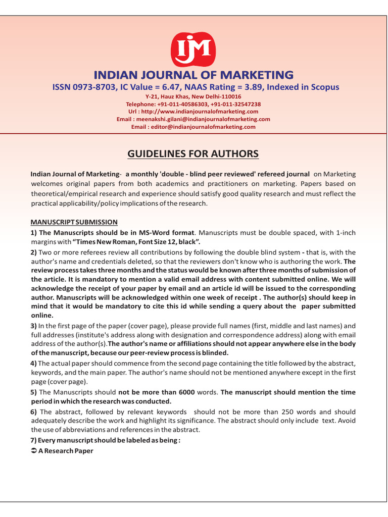 Guidelines For Authors - IJM | PDF | Copyright | Citation