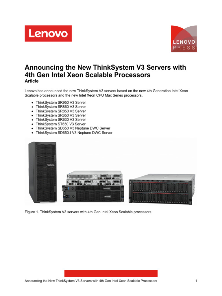 Announcing The New ThinkSystem V3 Servers With | PDF | Scalability ...