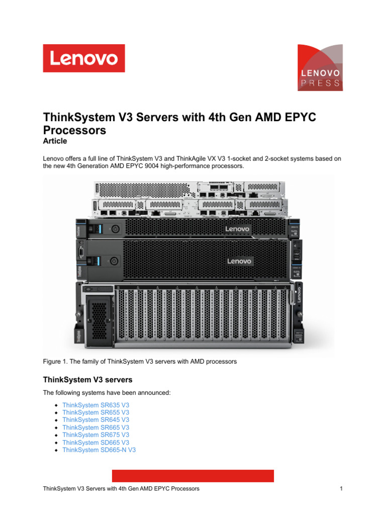 ThinkSystem V3 Servers With 4th Gen AMD EPYC Processors | PDF ...
