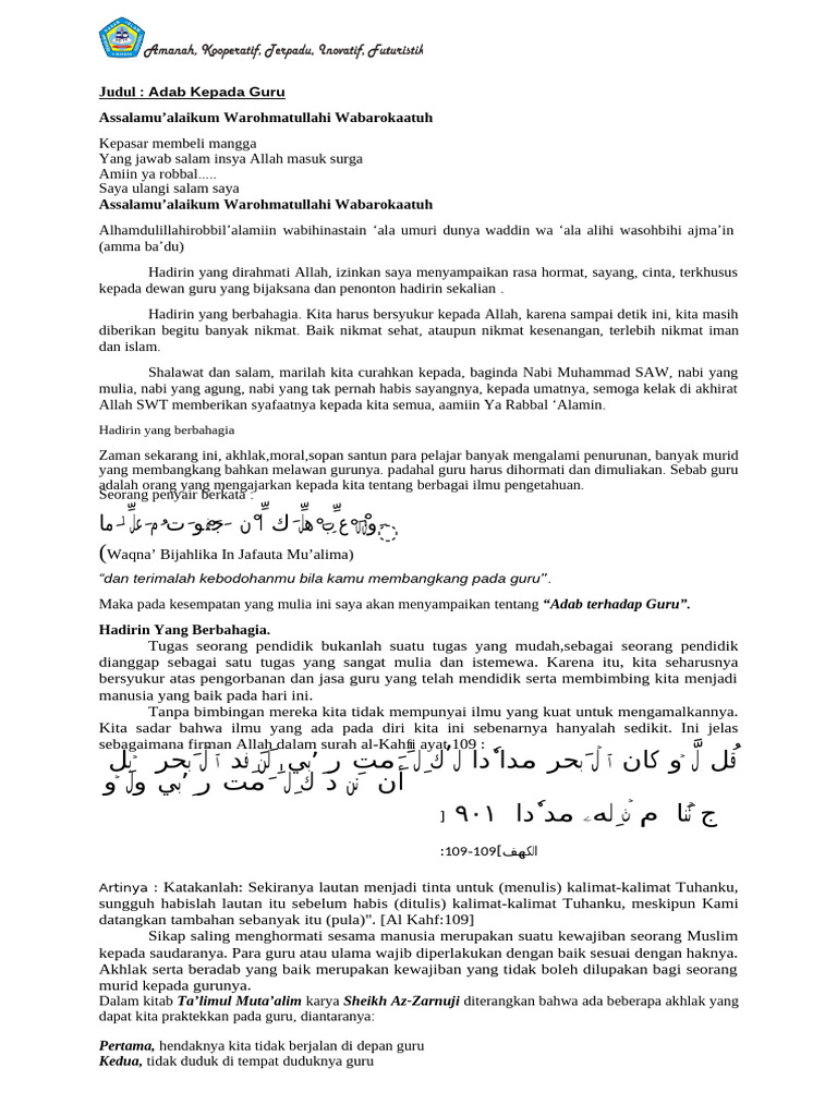 Adab Terhadap Guru dalam Pendidikan | PDF