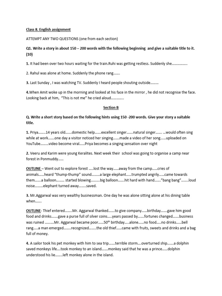 Class 8 Assignment-1 | PDF